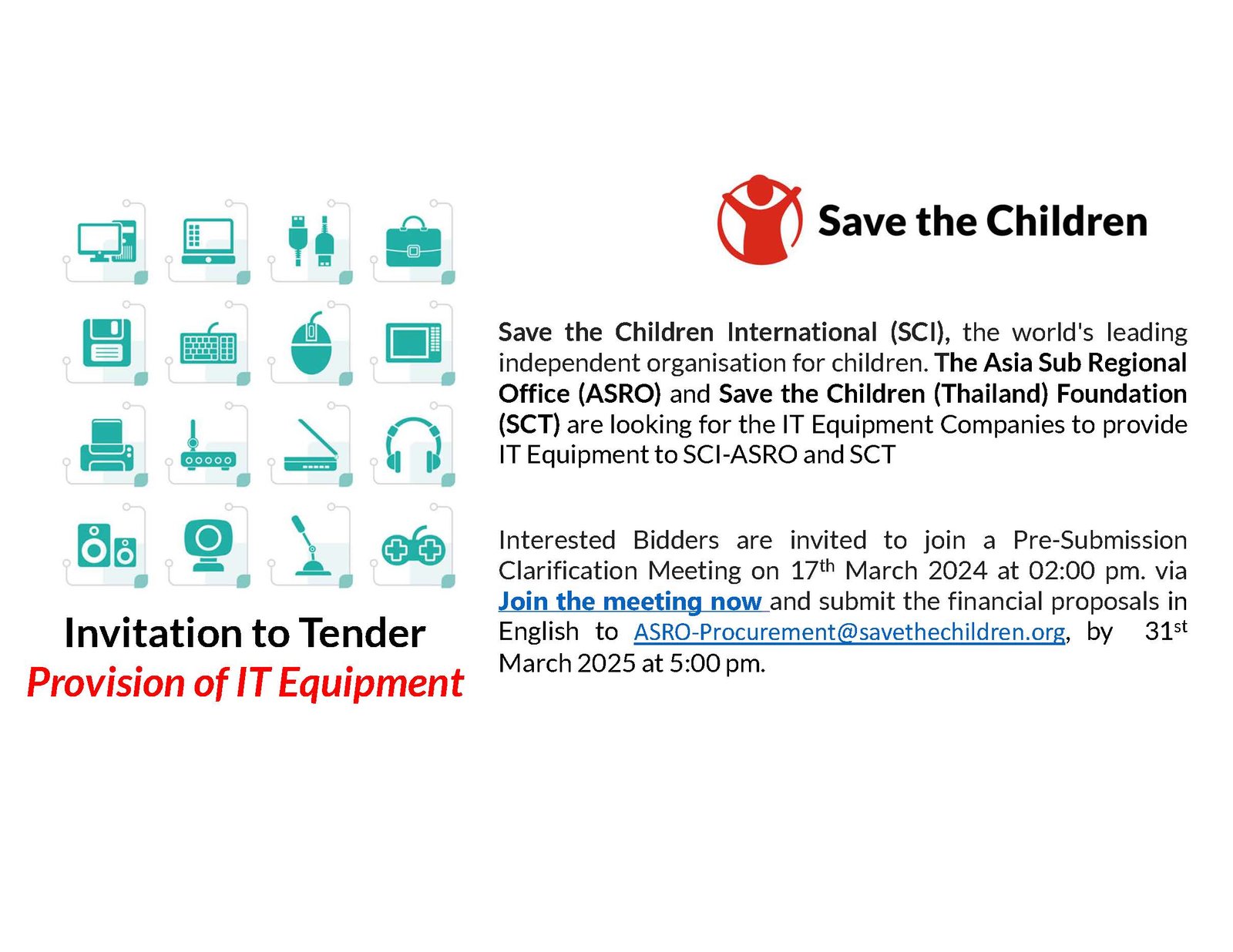 INVITATION TO TENDER ASRO & SCT 11th March 2025 ITT-ASRO-2025-002 The ...